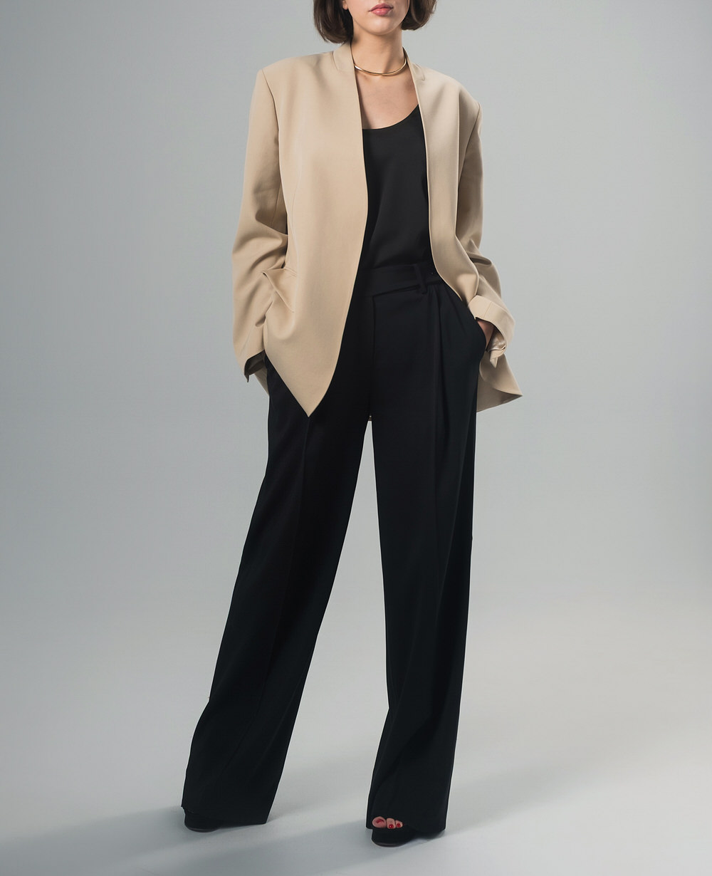 Beige wool jacket, - minimalist elegance - T&N Couture