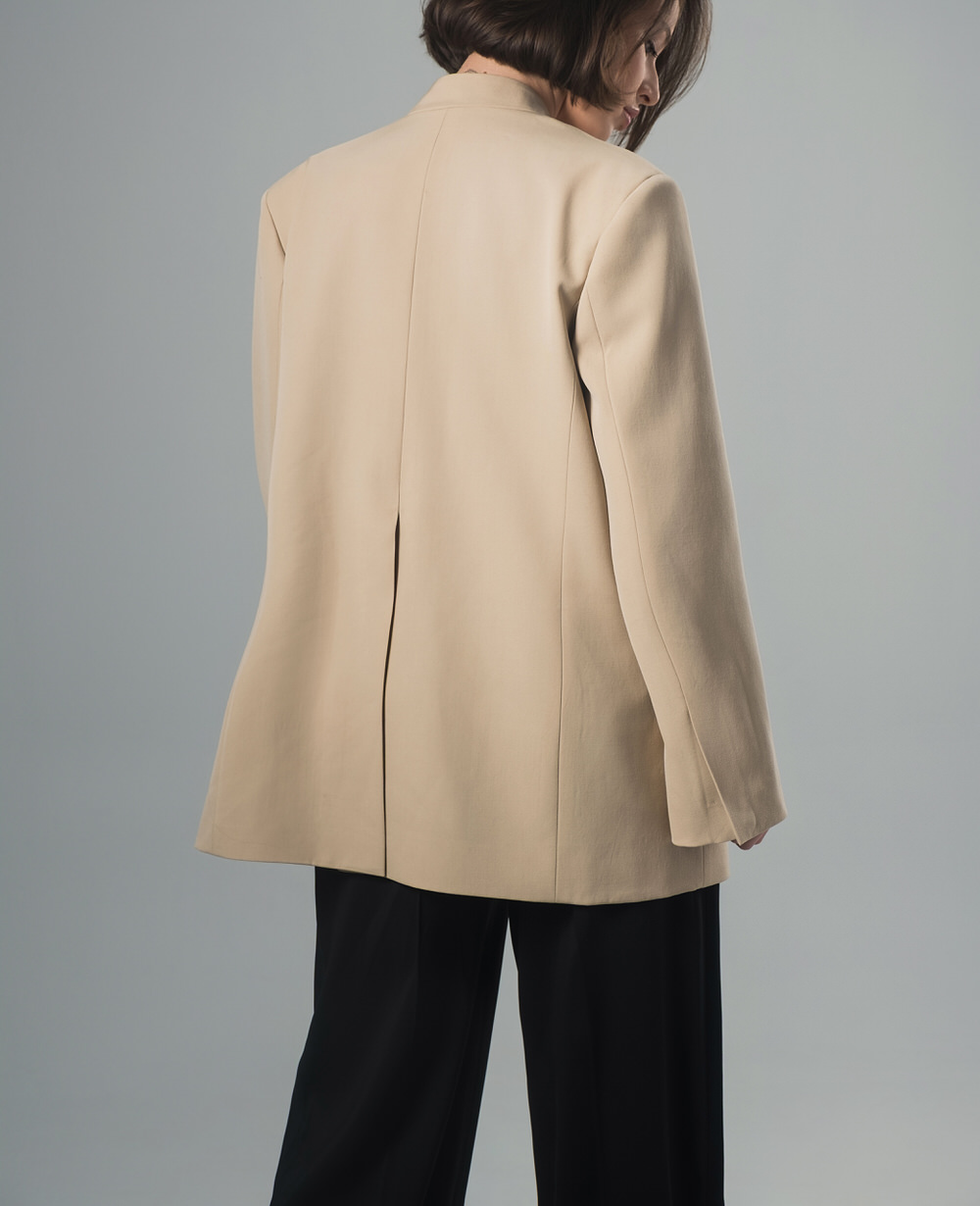 Beige wool jacket, - minimalist elegance - T&N Couture
